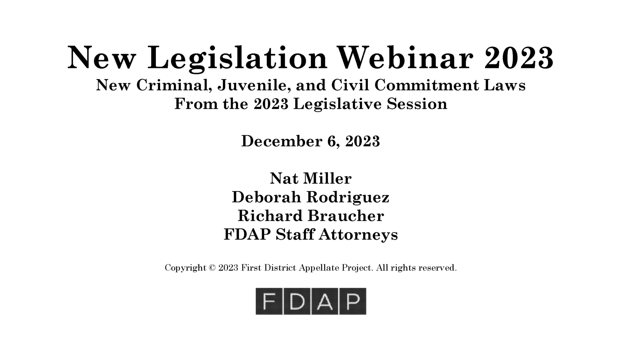 Training Videos - First District Appellate Project